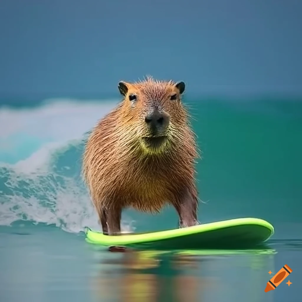 Capybara surfing on Craiyon