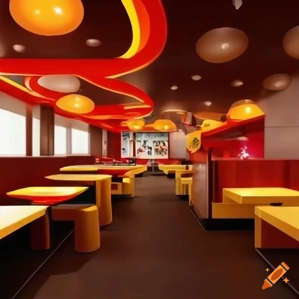 Interior of a mcdonald's restaurant with dance style decor on Craiyon
