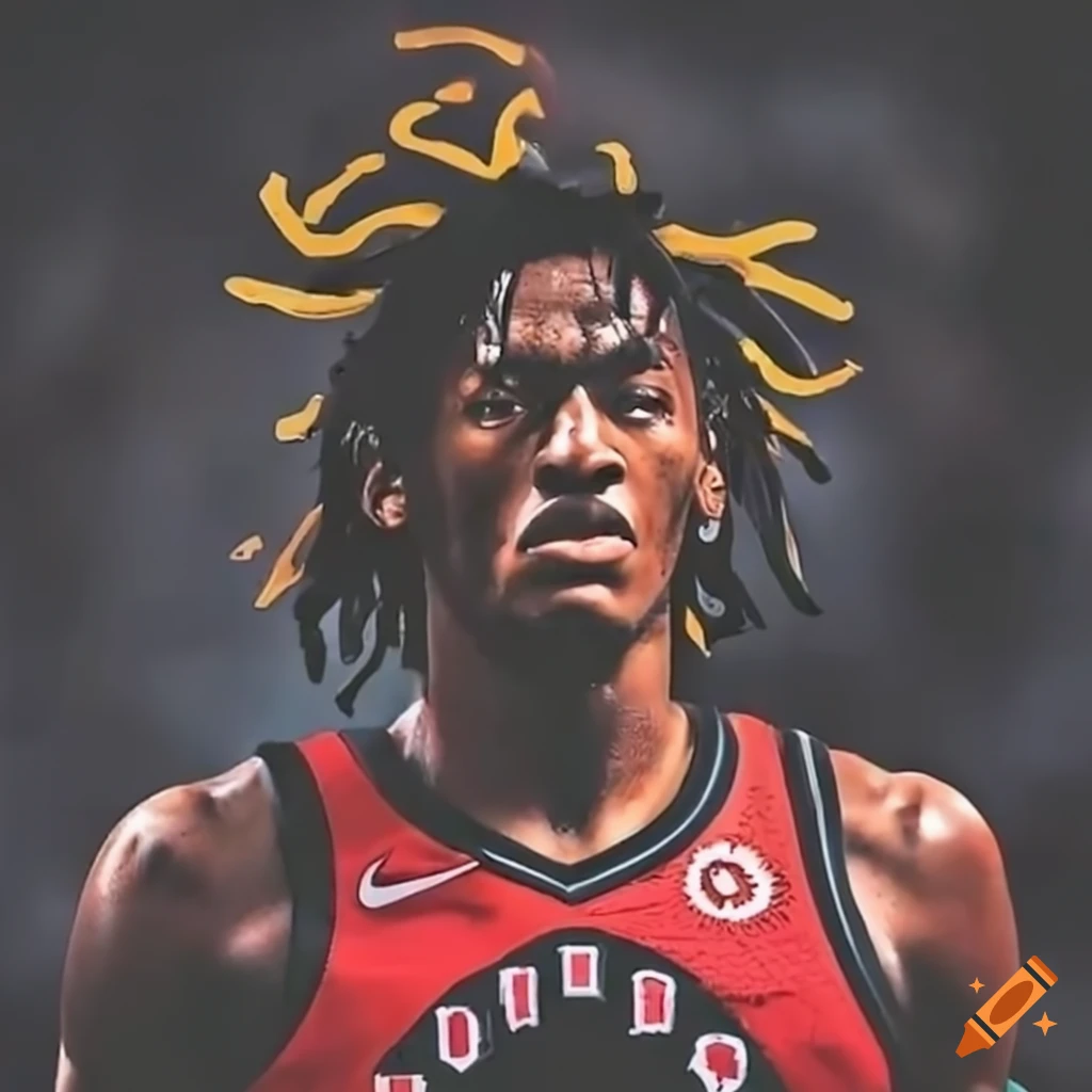 Immanuel quickley playing for the toronto raptors in the nba on Craiyon