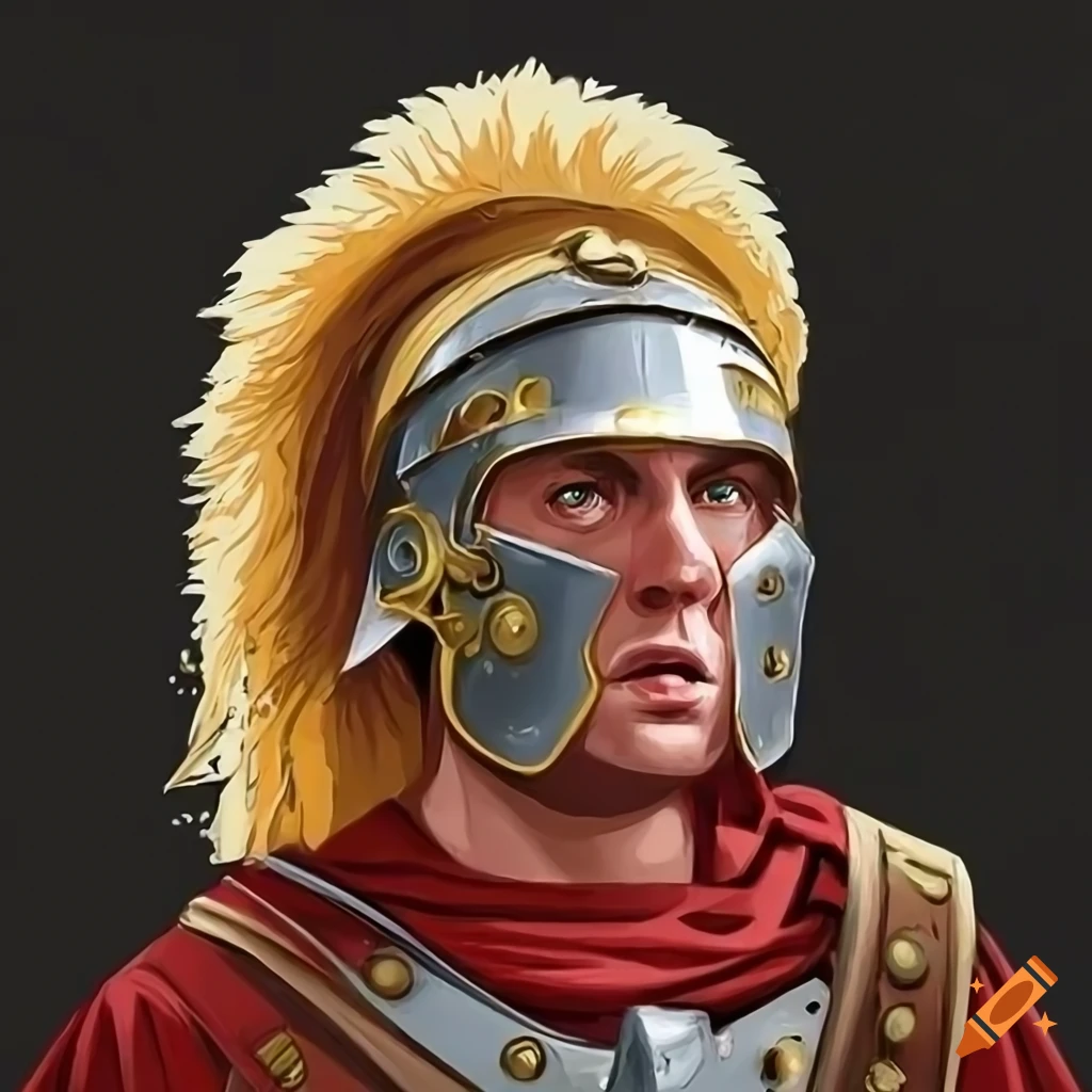 Portrait of a blond roman legion soldier in hyperrealistic style on Craiyon