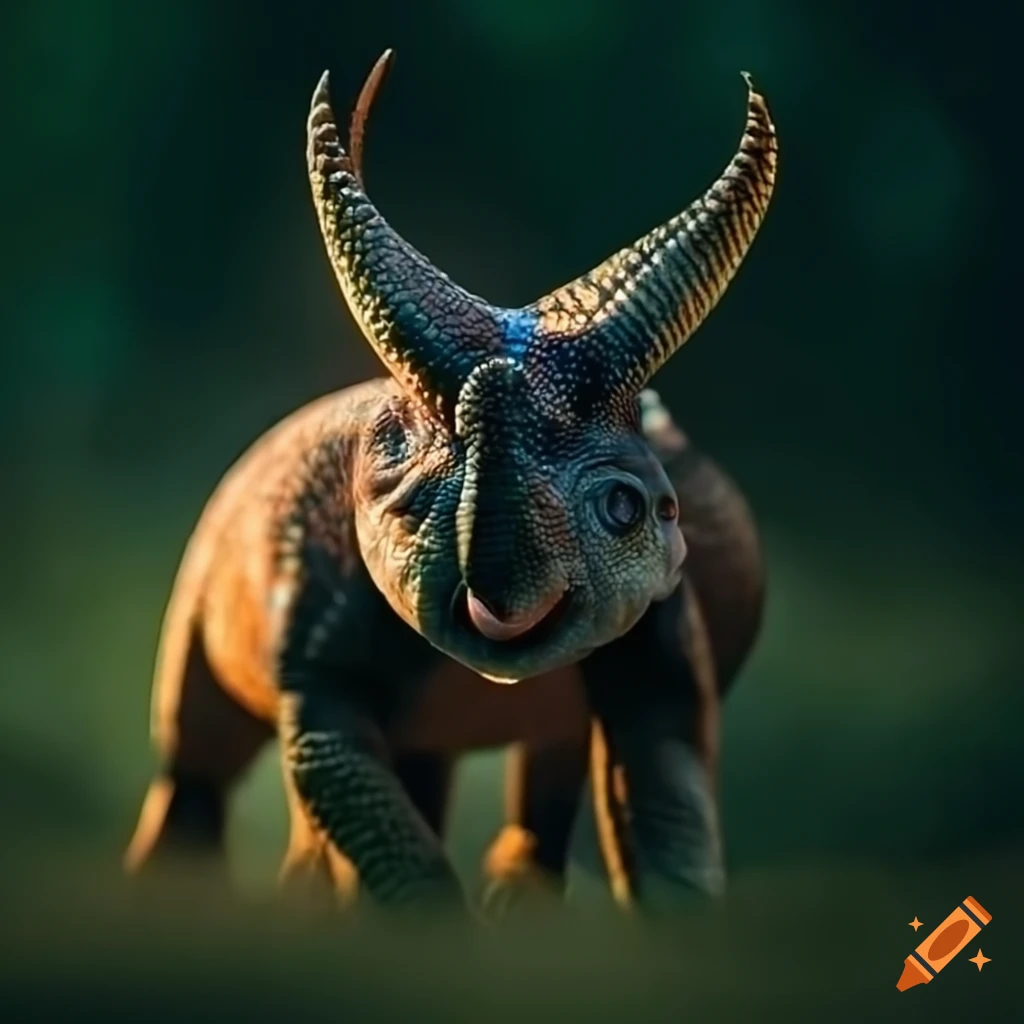 Microceratops in natural forest environment in warm morning light on ...