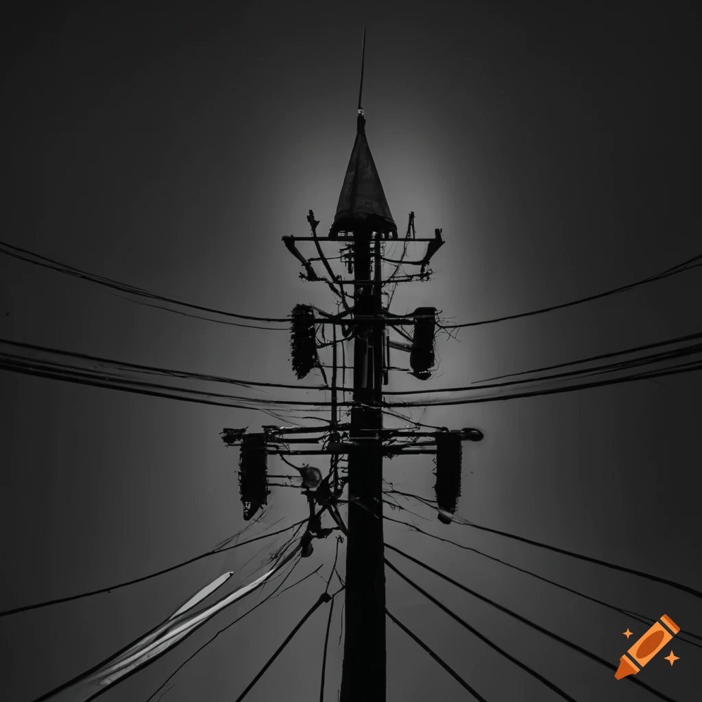 High-contrast power pole photography on Craiyon