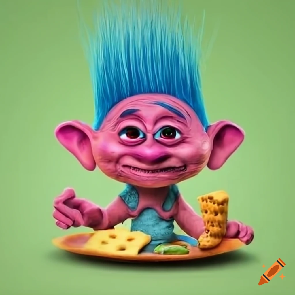 Troll enjoying cheese and crackers on Craiyon