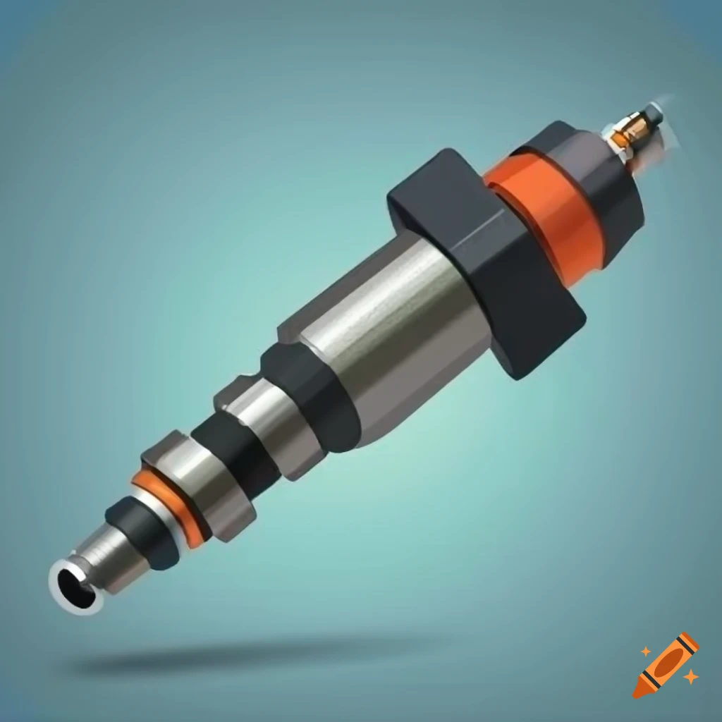 Flat 2d illustration of a fuel injector on Craiyon