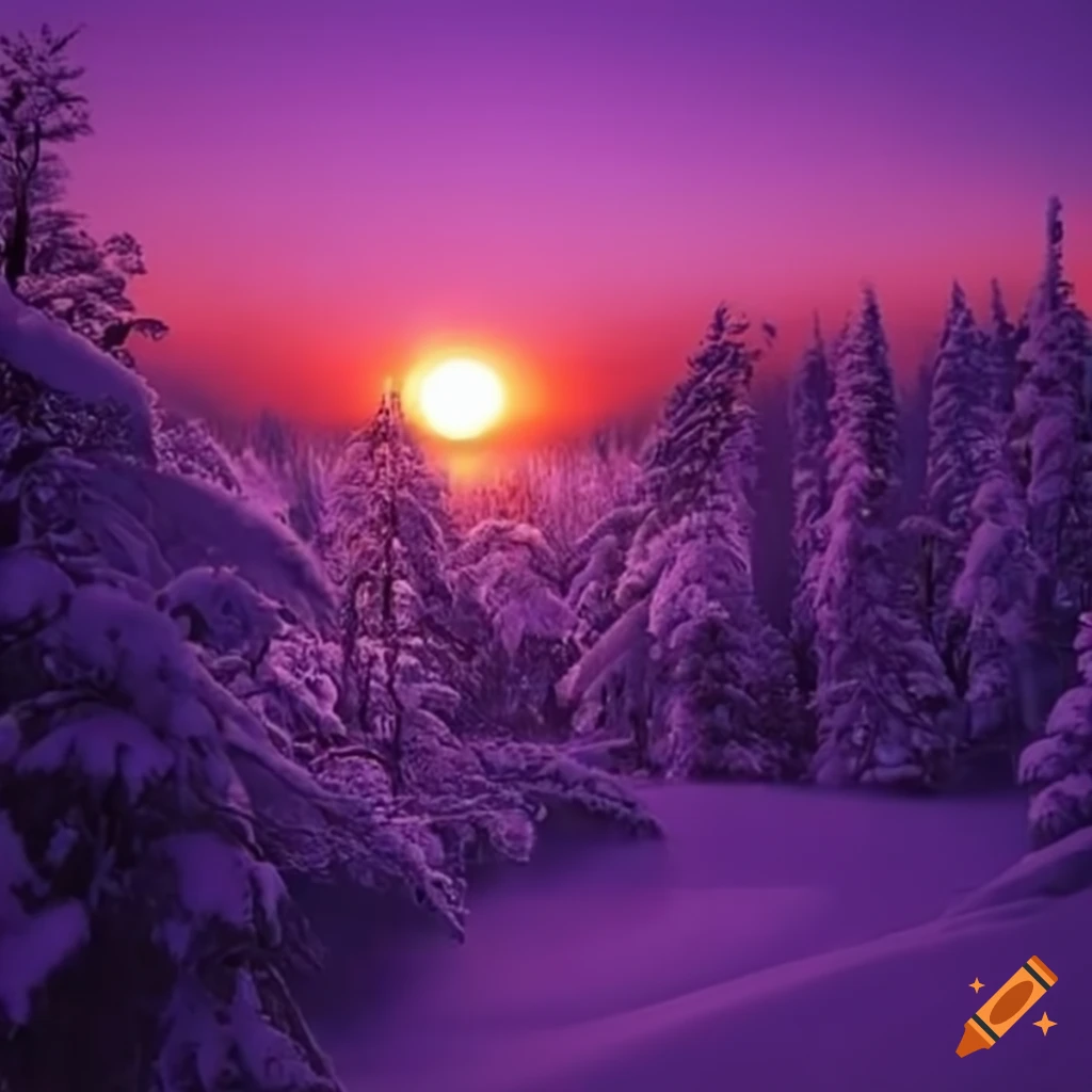 Purple winter sunset on Craiyon