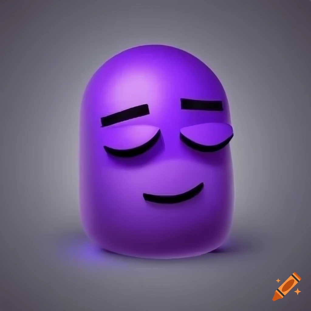 Purple sleeping emoticon on gray background on Craiyon