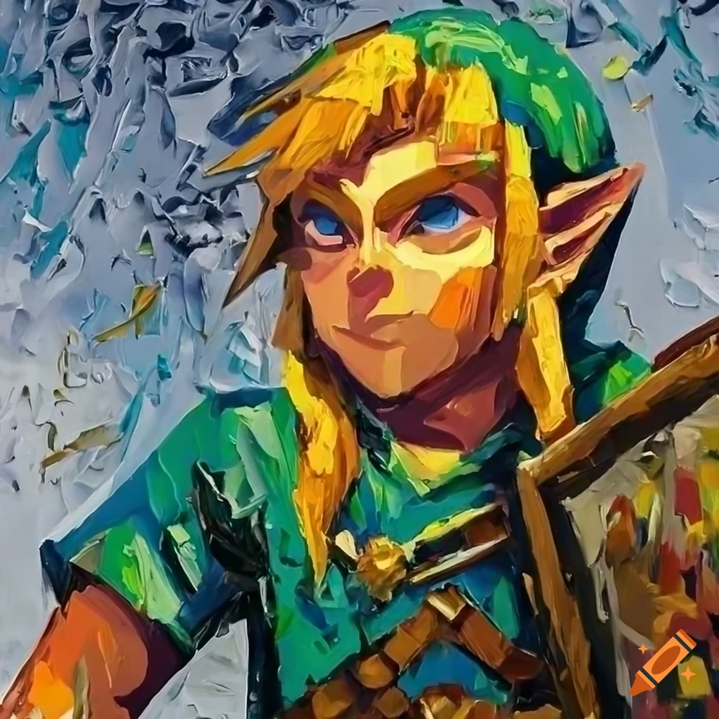 Palette knife painting of link from legend of zelda on Craiyon