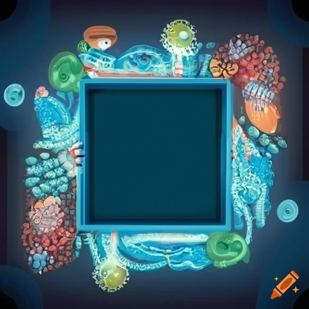 2d square frame border with medical human biology style on Craiyon