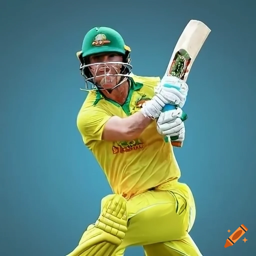 David warner australian cricketer hitting a six on Craiyon