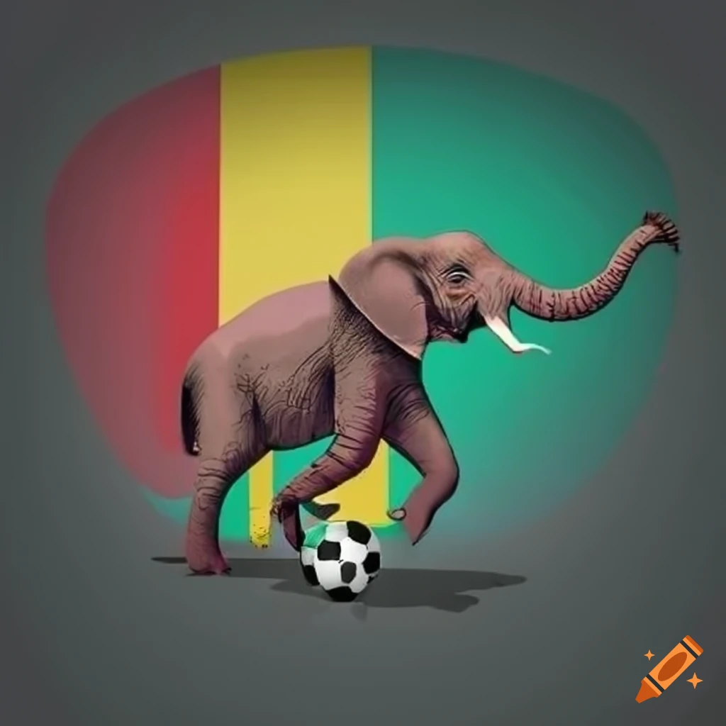 Guinea colored flag elephant playing soccer on Craiyon