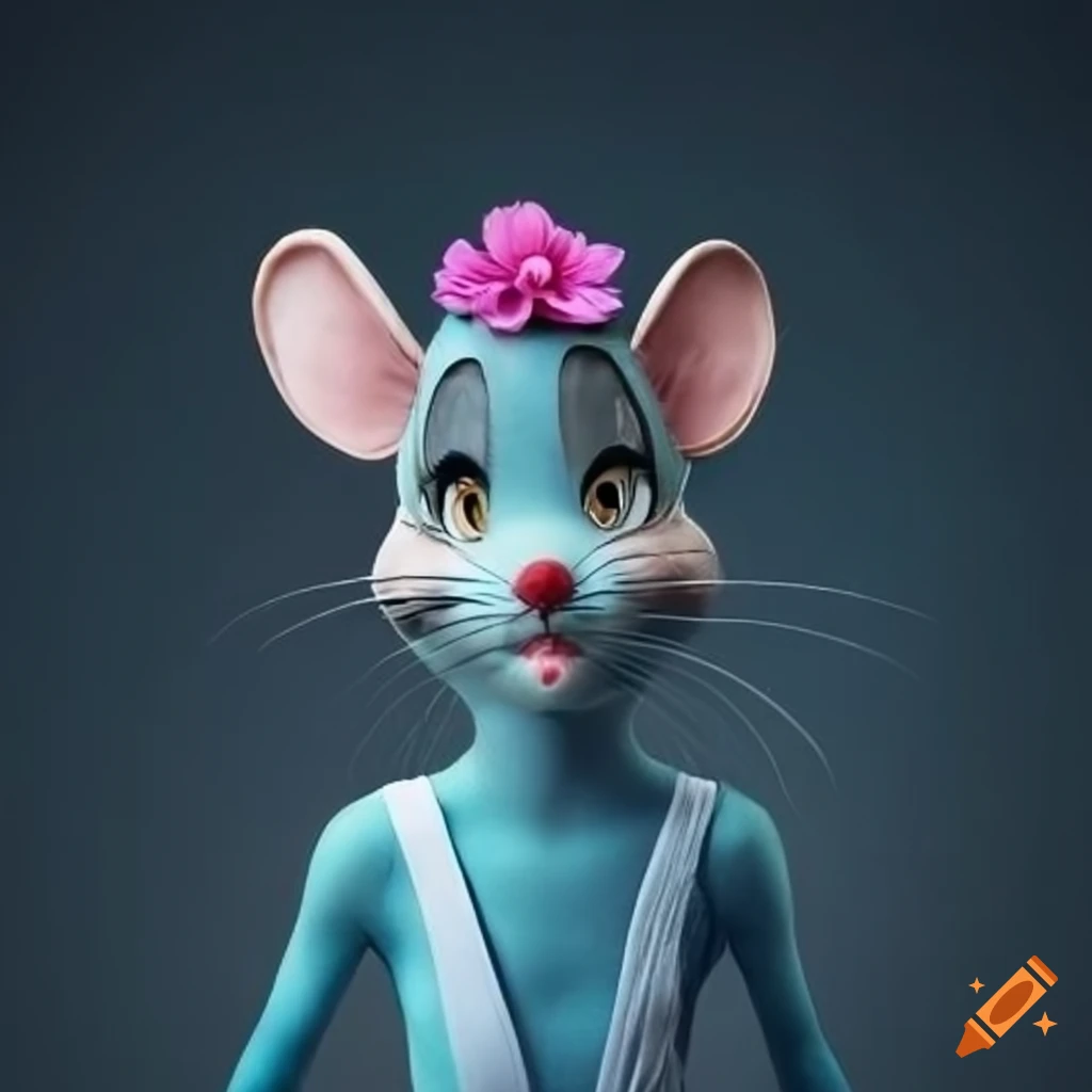 Androgynous male anthropomorphic mouse in a frilly leotard on Craiyon