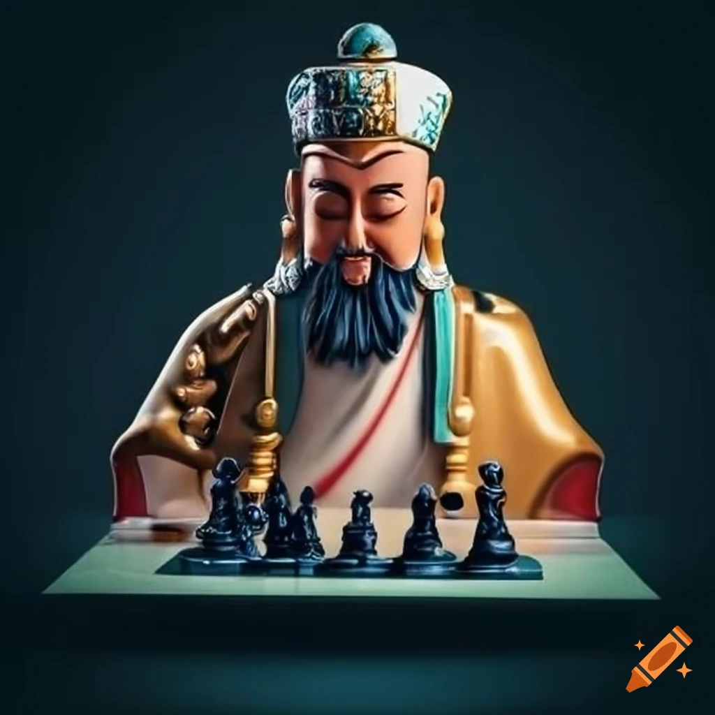 Chinese emperor playing chess on Craiyon