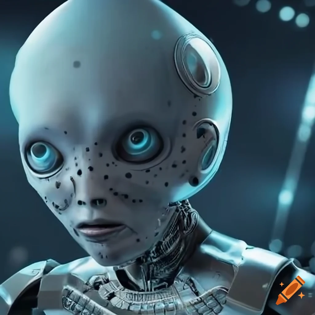 Alien robot mother in the control room of an interstellar spacecraft on ...