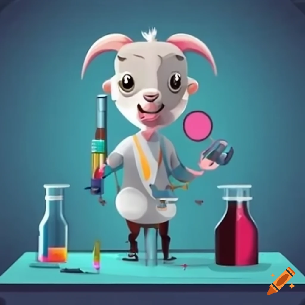 Adorable goat chemist measuring ingredients in a laboratory on Craiyon