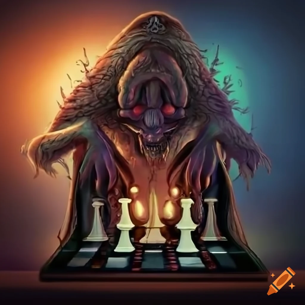 Mystical creature playing chess on Craiyon