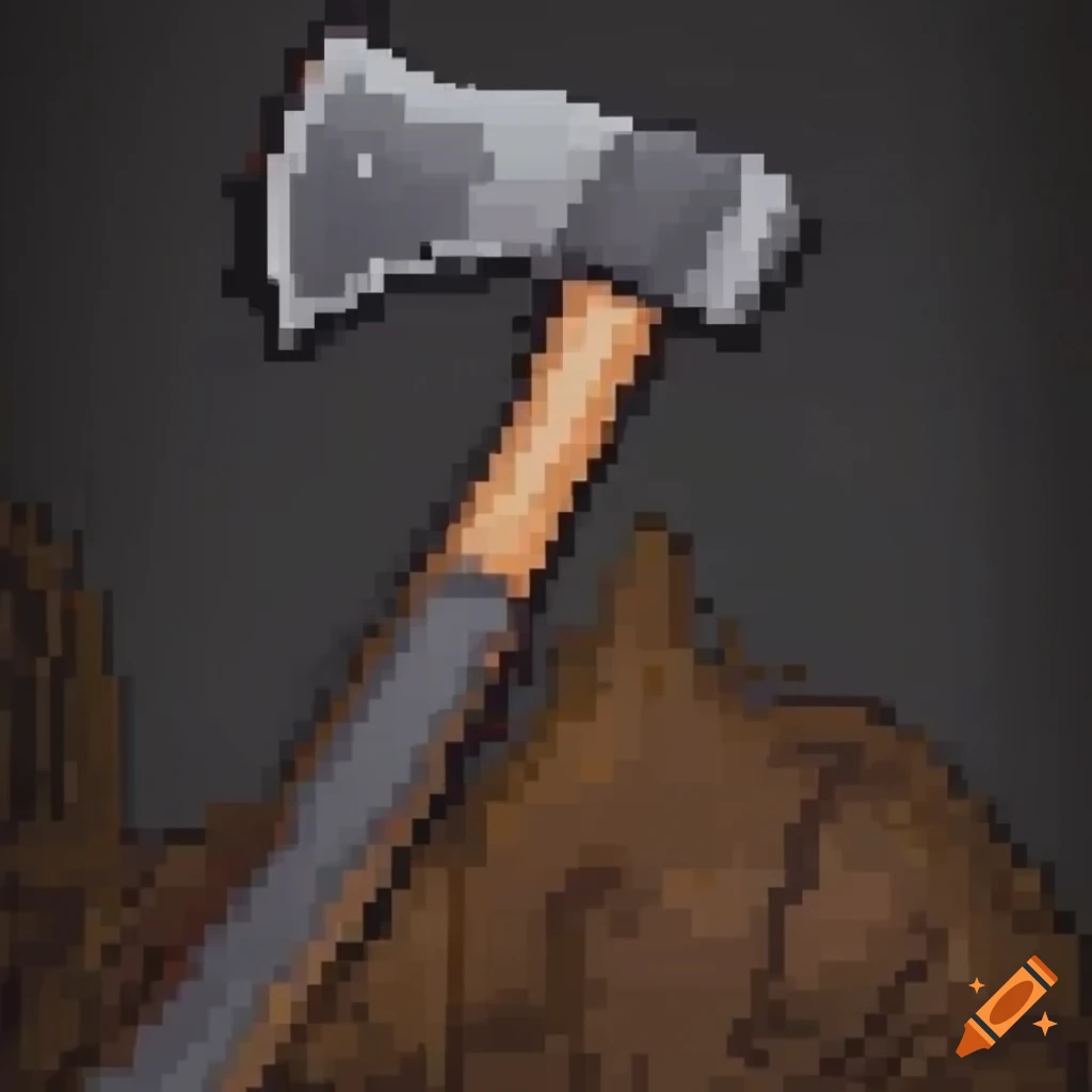 Pixel art hatchet on Craiyon