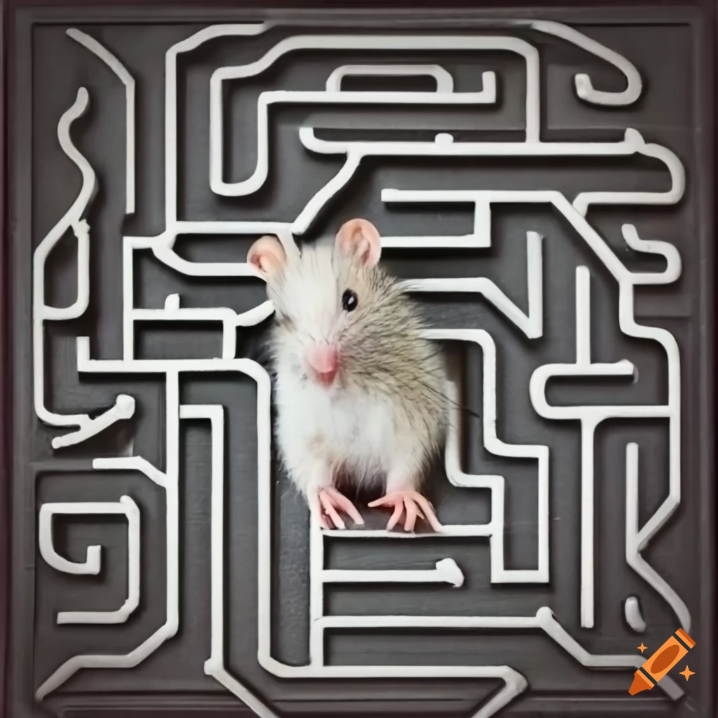 White mouse navigating a maze on Craiyon