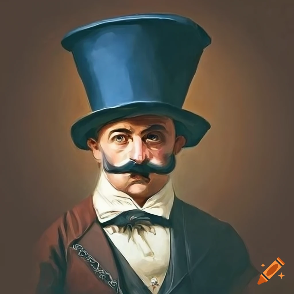 French man in traditional attire from the 1800s with a baguette on Craiyon