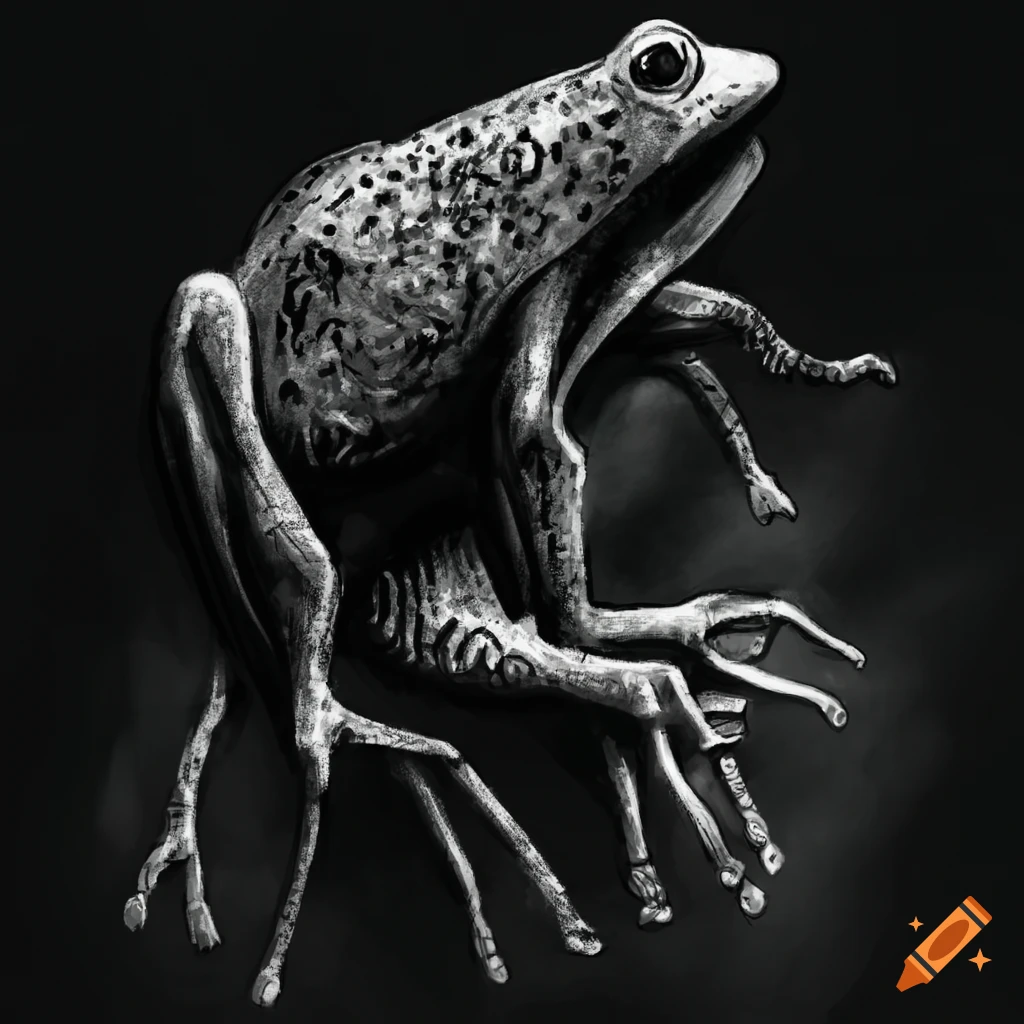 Mythological evil frog drawing on Craiyon