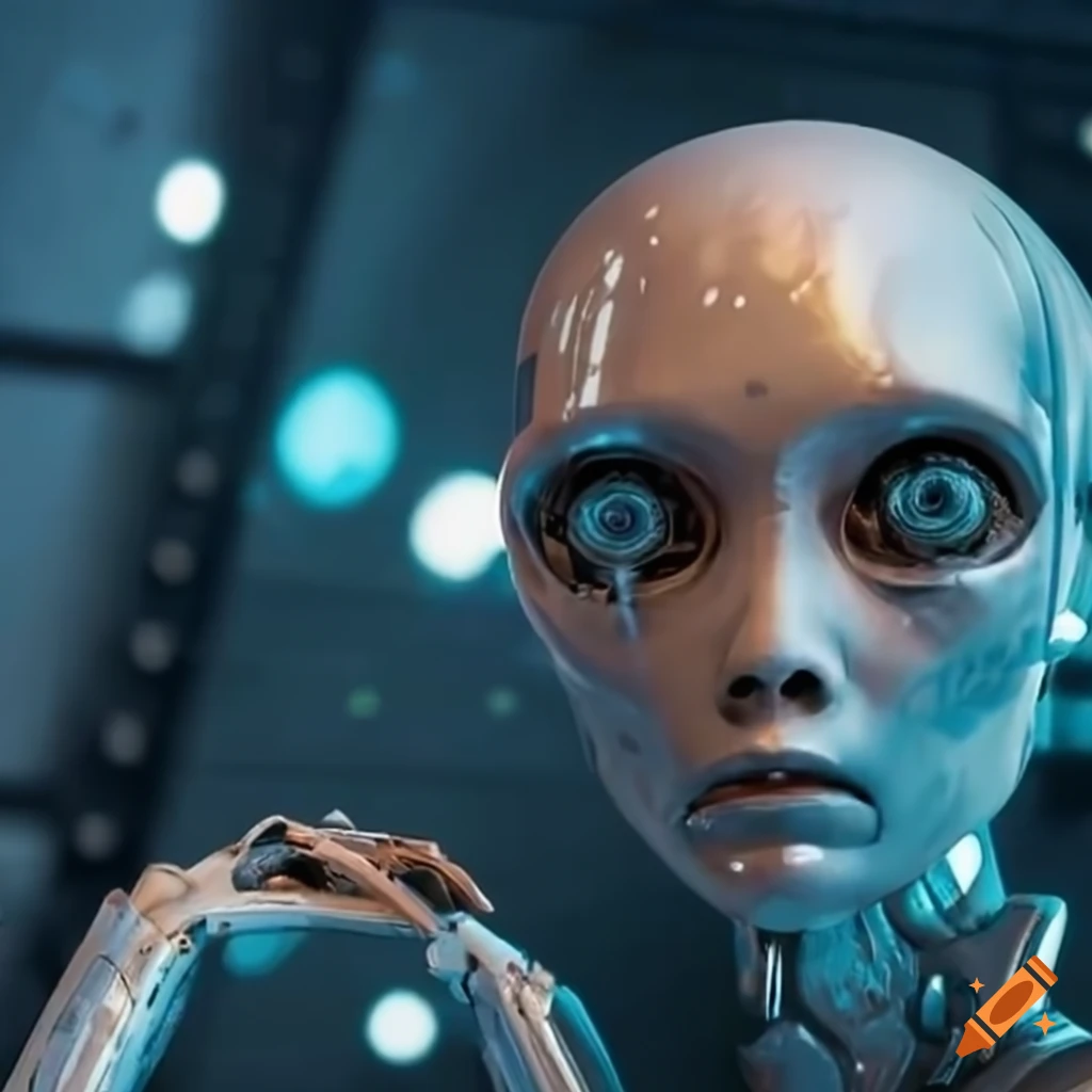 Alien robot mother in the control room of an interstellar spacecraft on ...