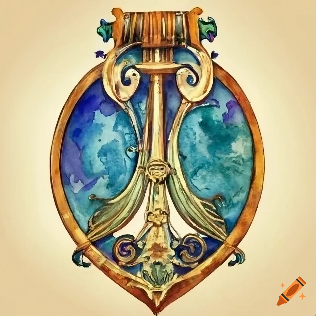 Art nouveau watercolor musical instrument on Craiyon