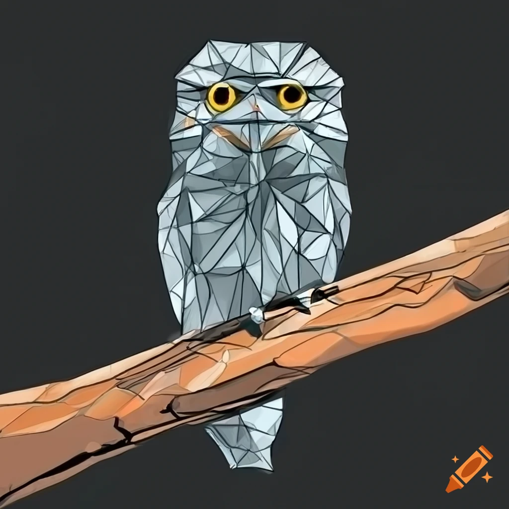 Simple abstract polygon tawny frogmouth artwork on Craiyon