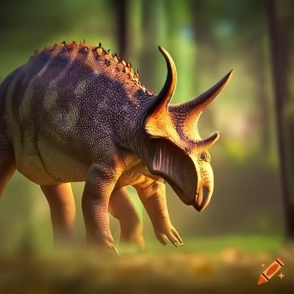Bipedal protoceratops in natural forest environment during morning on ...