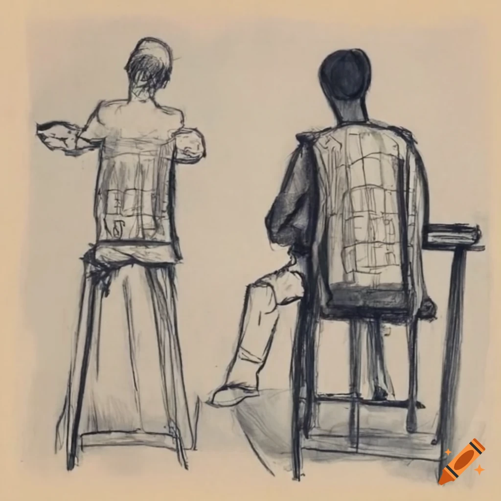 Two men drawing at easels on Craiyon