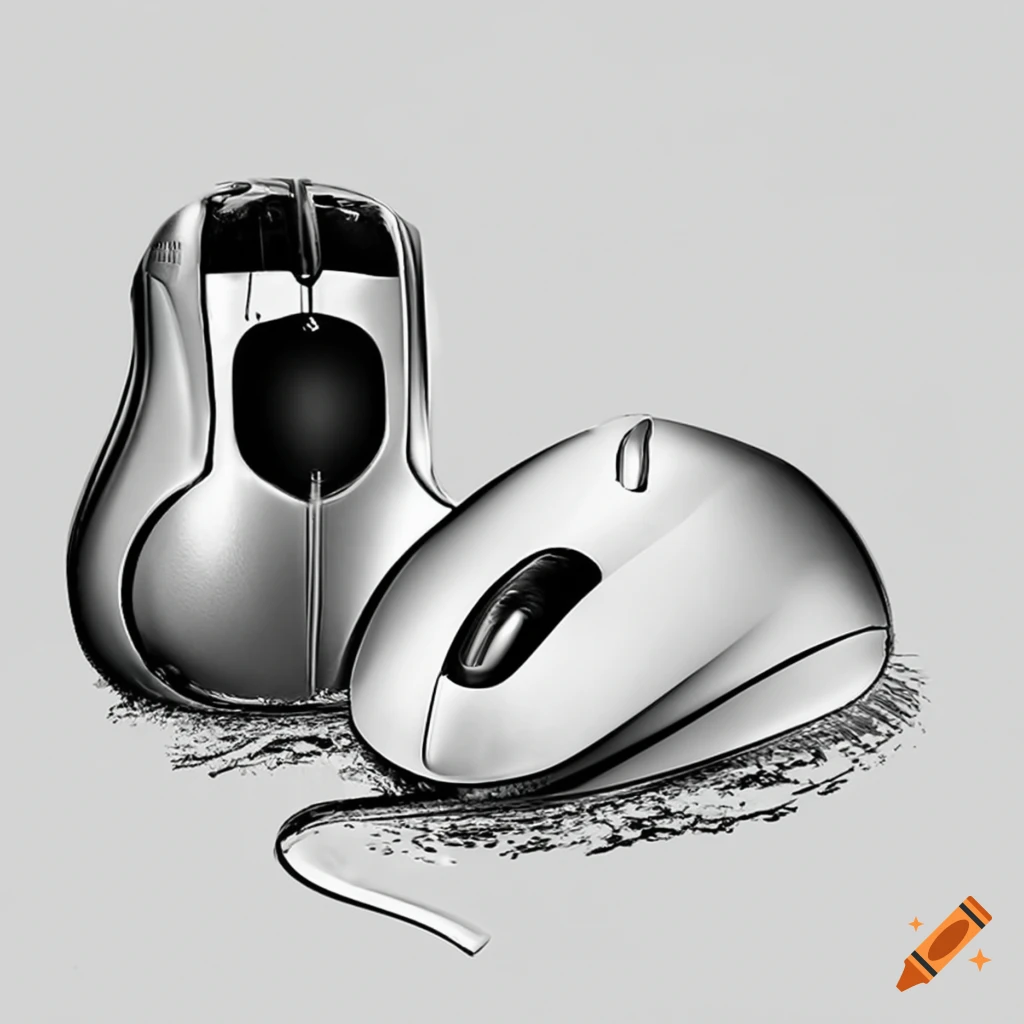 Computer and mouse device resembling a real mouse on Craiyon