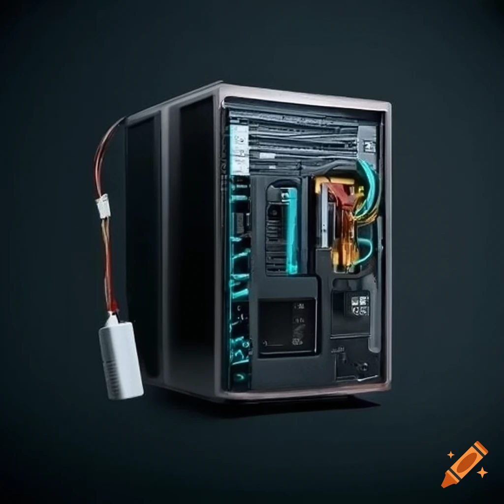 Broken computer with cable on Craiyon