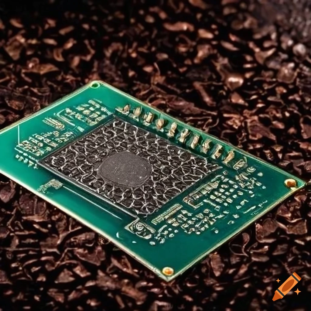 Computer chip package with damascus steel pattern and exposed chip pins ...
