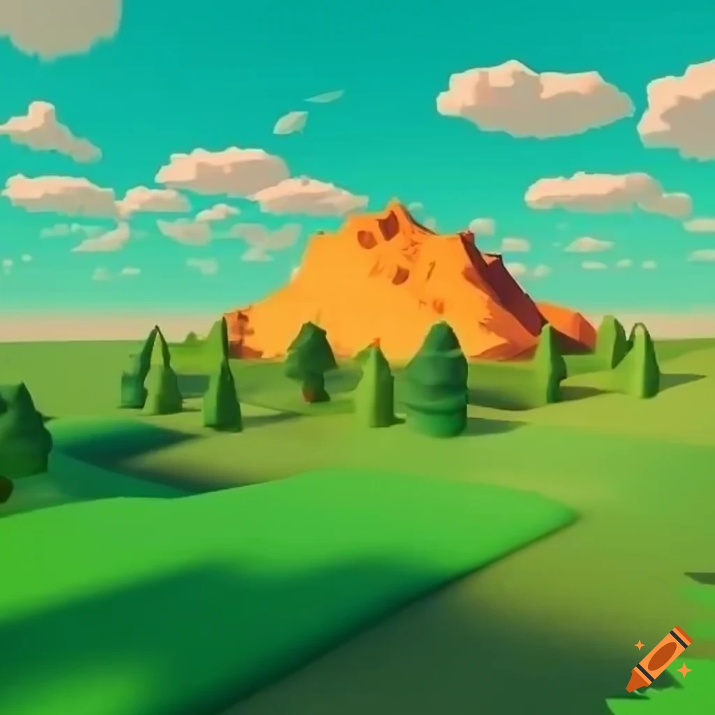 Roblox-style landscape on Craiyon