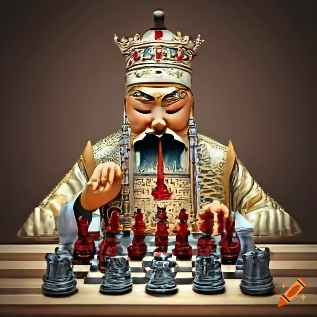 Chinese emperor playing chess on Craiyon