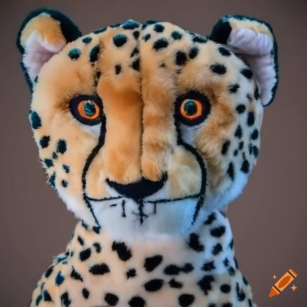 Confused cheetah plush toy on Craiyon
