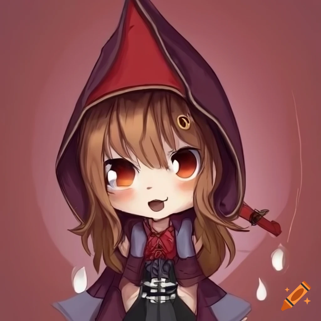 Chibi version of little red riding hood as the wolf on Craiyon