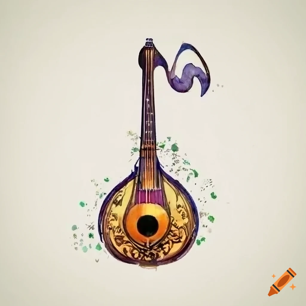 Art nouveau watercolor of a musical instrument on Craiyon