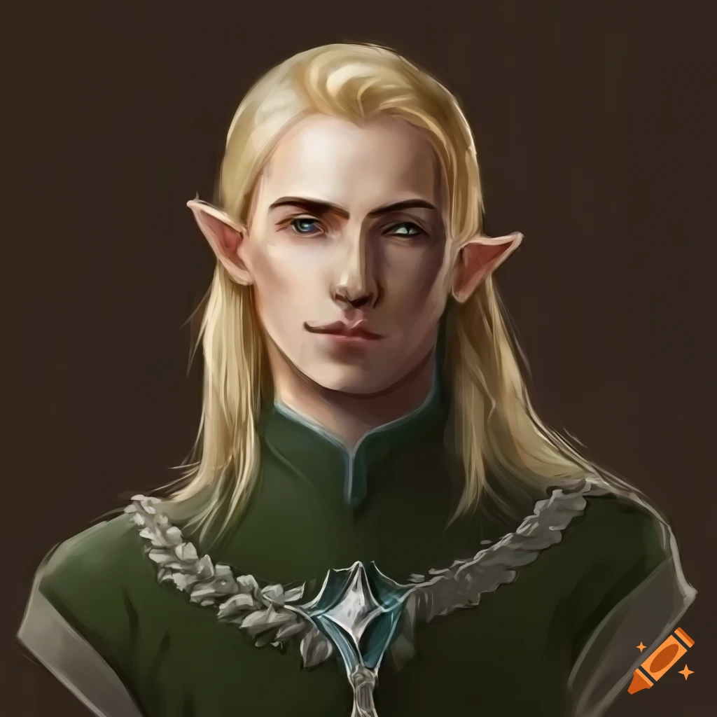 Handsome male elf with light blond hair and ranger outfit in a classic ...