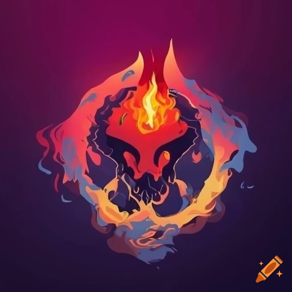 Arcane runic fire god epic logo illustration in vector format on Craiyon