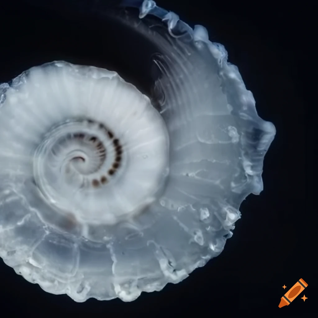 Ice spiral seashell on a cold background on Craiyon