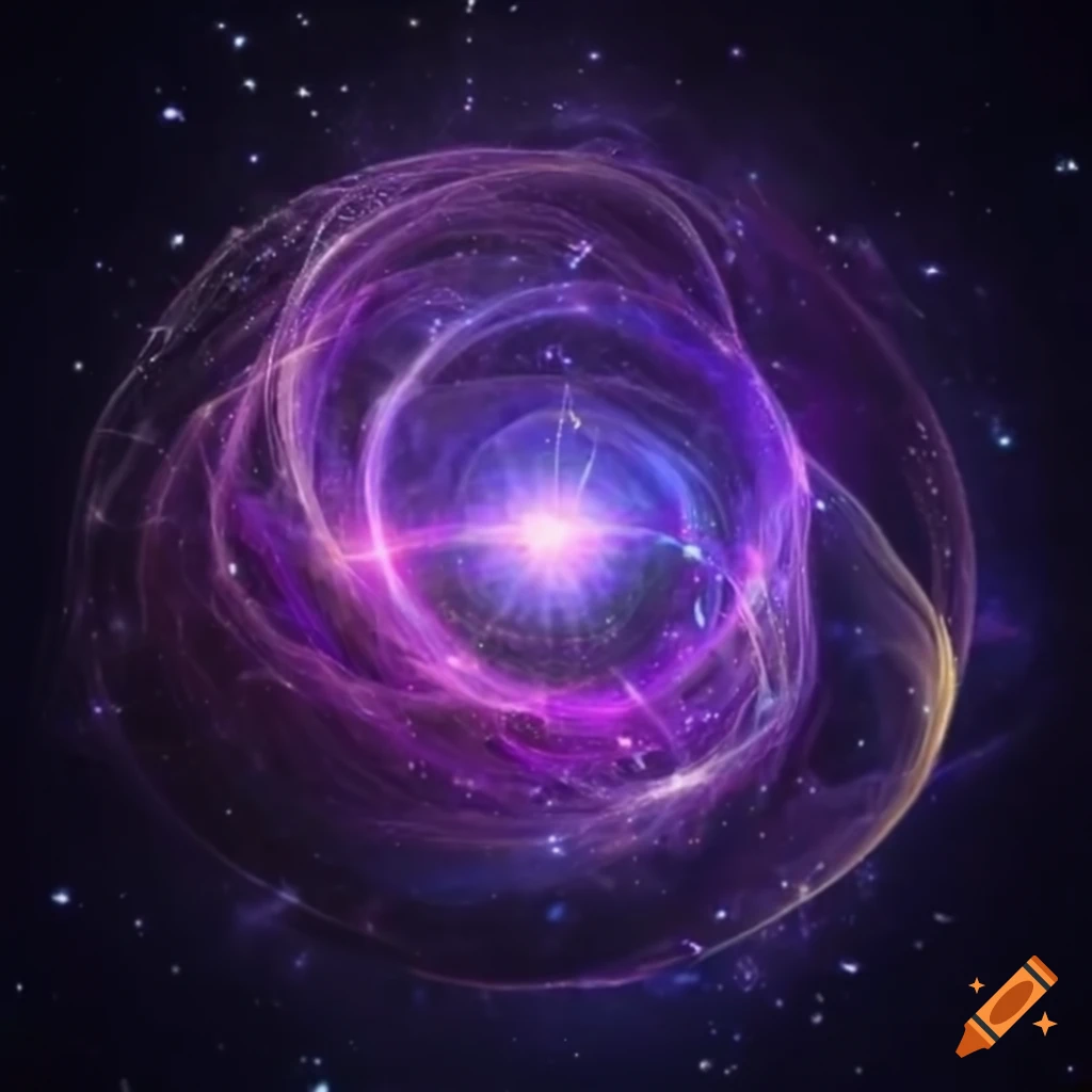Silky purple energy orb with swirling cosmic mist and chaotic energy ...