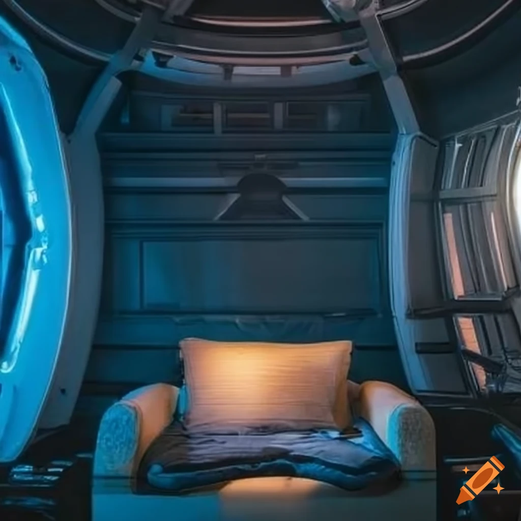 Cozy living room interior of a space ship on Craiyon