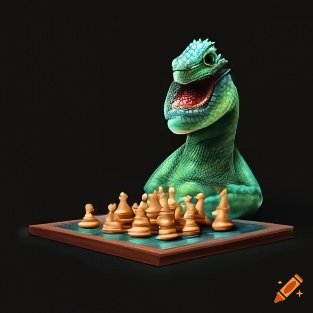 Reptile playing chess on Craiyon