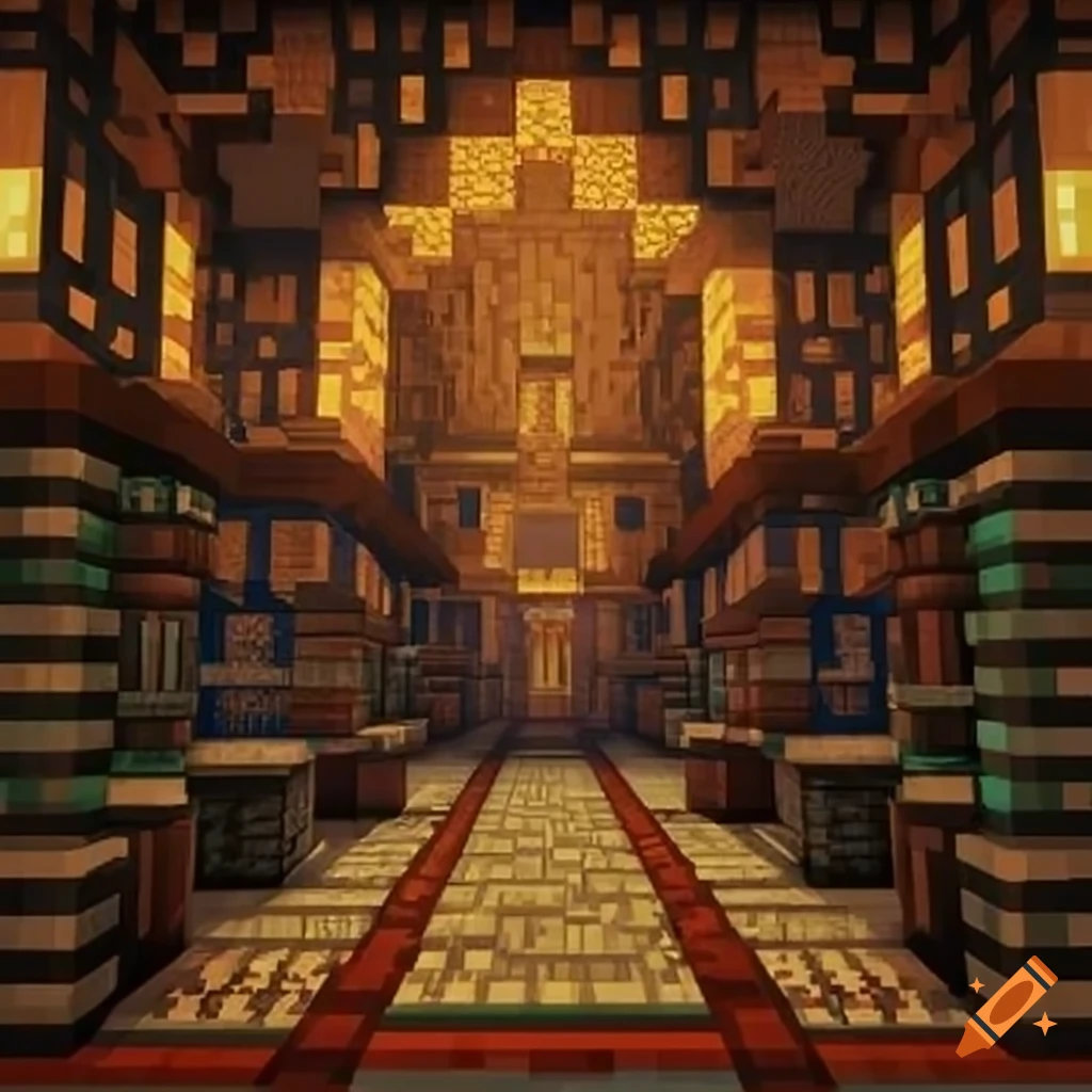Ancient minecraft library on Craiyon