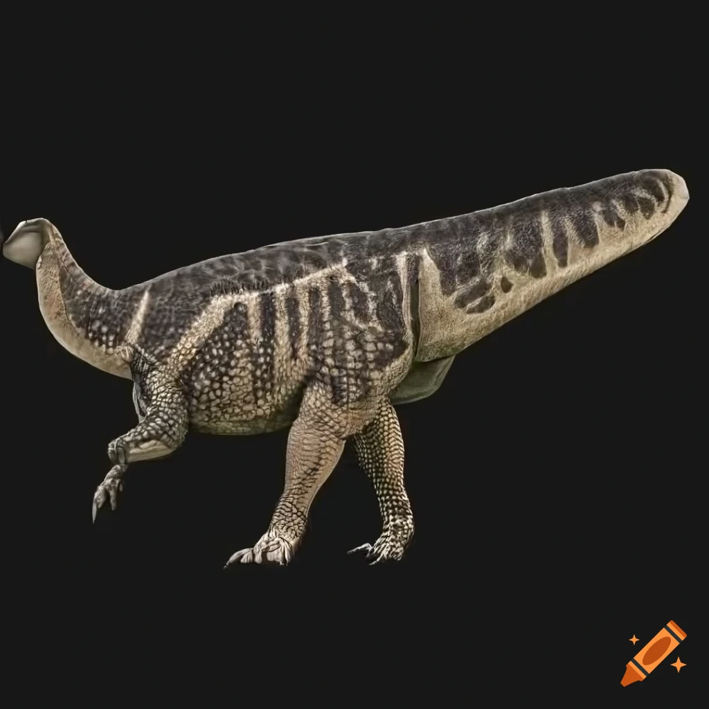 Hadrosaurus dinosaur with intricate motley color pattern and detailed ...