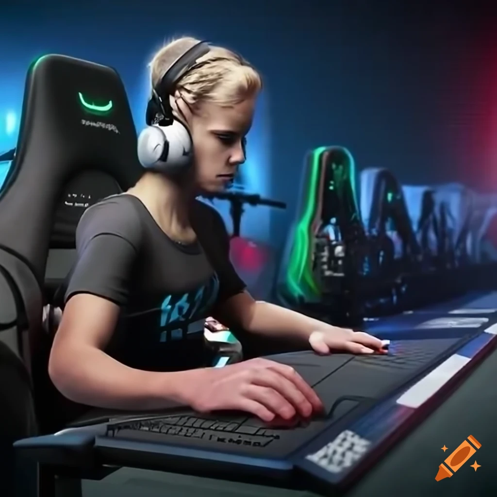 Pro gaming athlete training on Craiyon