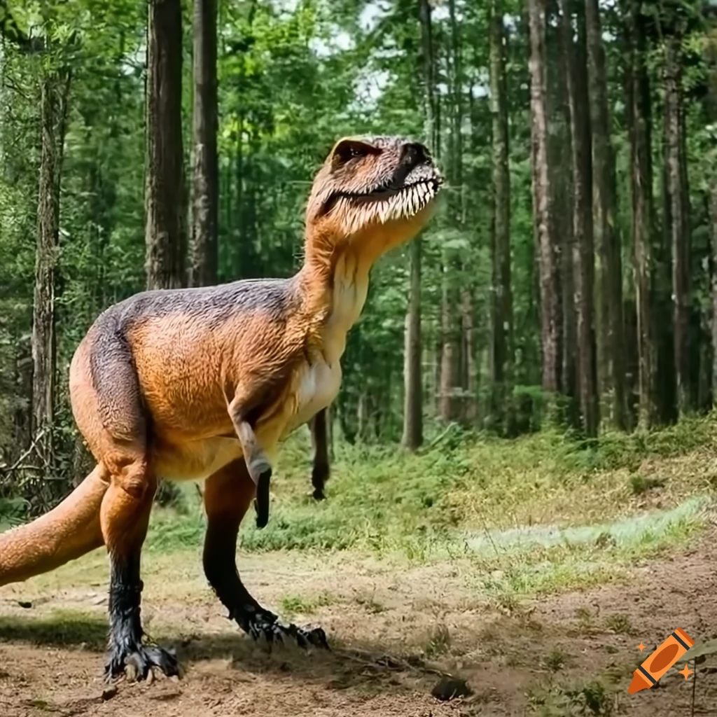 T-rex and fox hybrid with forest backdrop on Craiyon