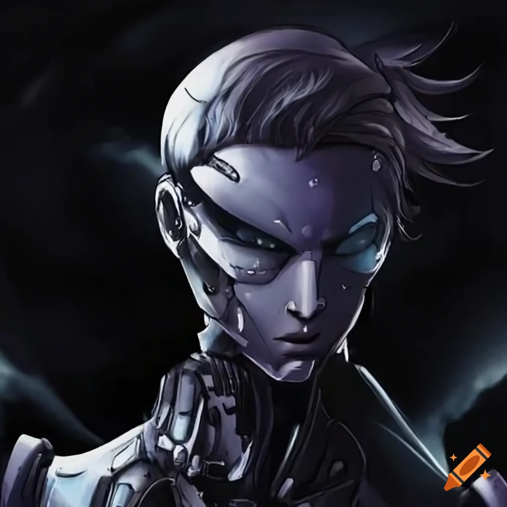 Cyborg humanoid with mechanical enhancements on Craiyon