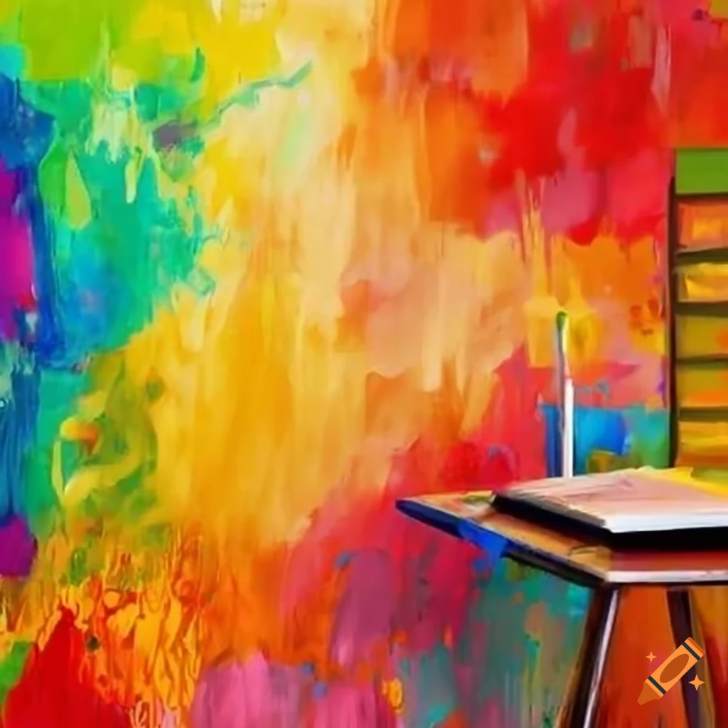 Colorful wall painting for study room on Craiyon