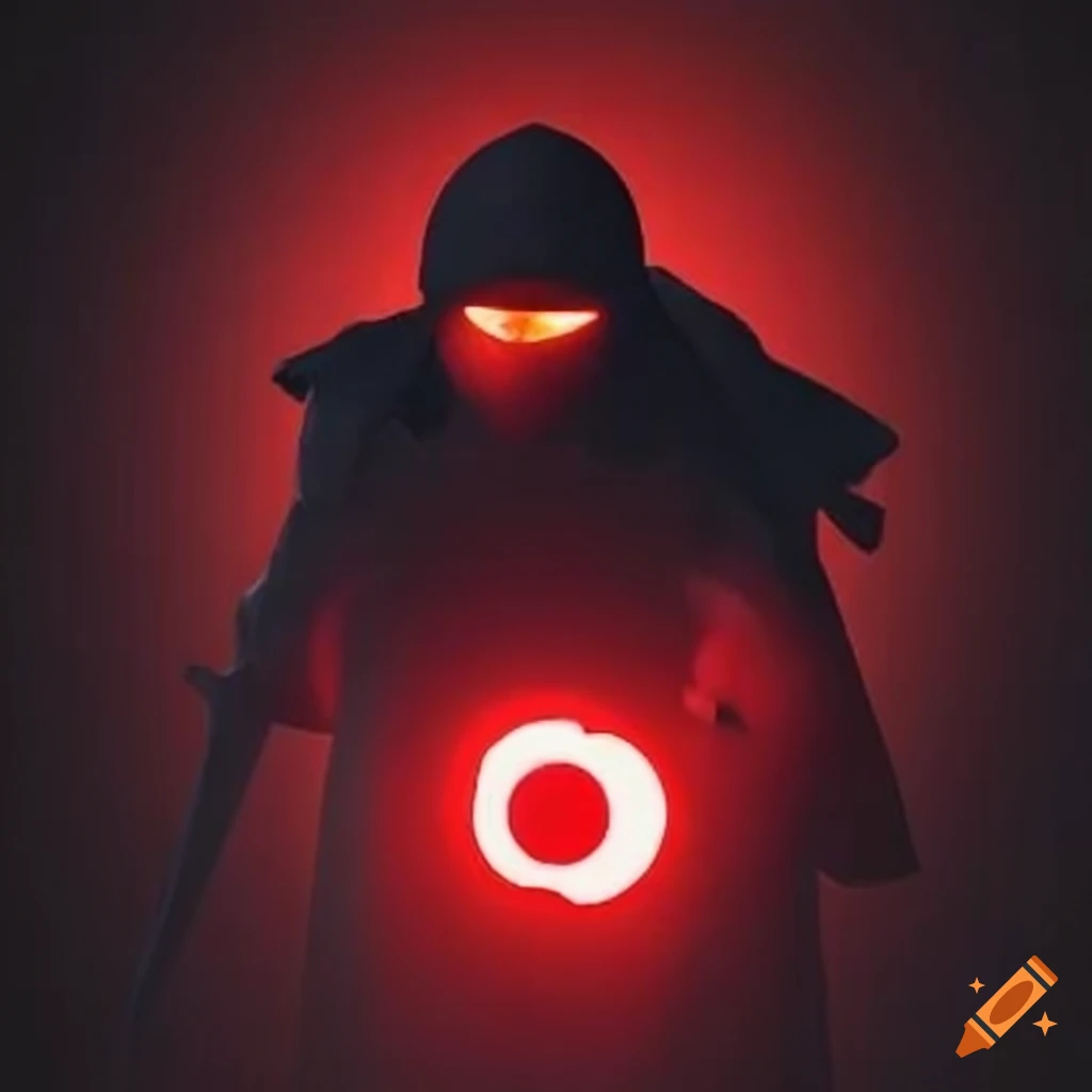 Red ninja with katana in front of a red moon on Craiyon