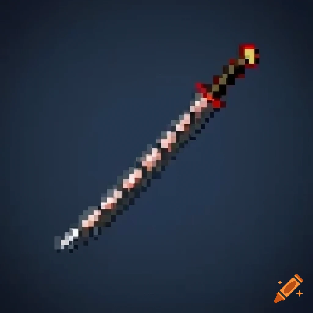 Pixel art of a samurai blade on Craiyon